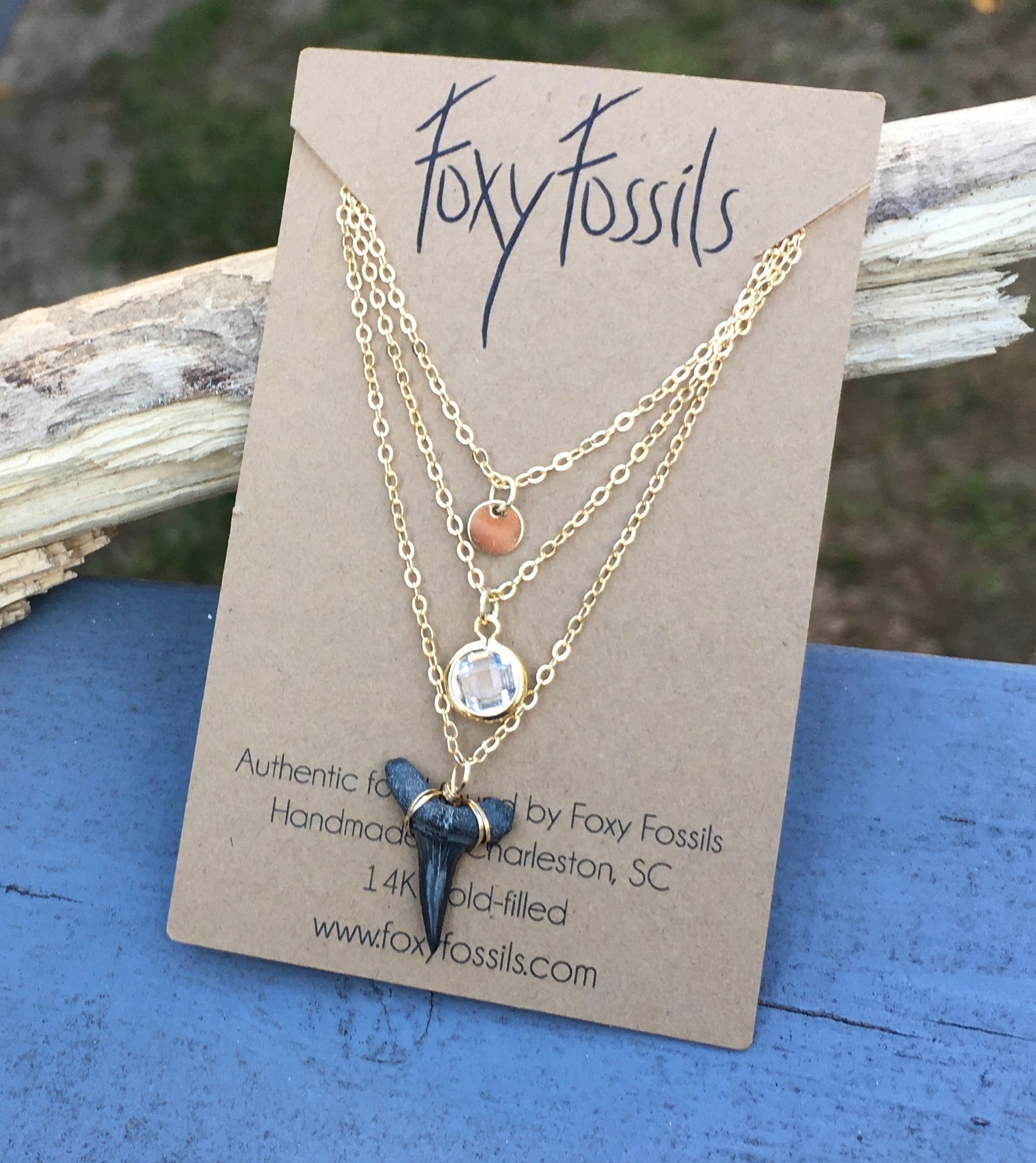 Real Shark Tooth 3 Layered Necklace — Saltwater Divine | Foxy Fossils